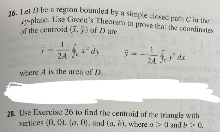 Solved 26. Let D be a region bounded by a simple closed path | Chegg.com