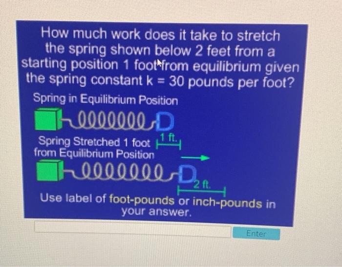 Solved How much work does it take to stretch the spring | Chegg.com