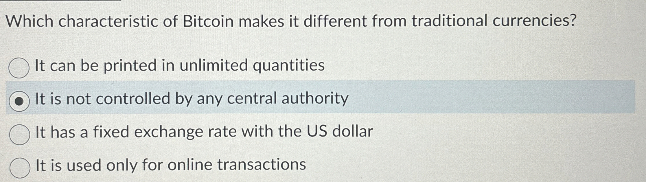 Solved Which characteristic of Bitcoin makes it different | Chegg.com
