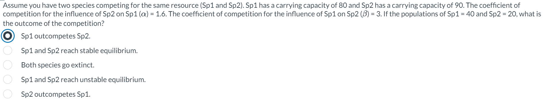 Solved Assume you have two species competing for the same | Chegg.com