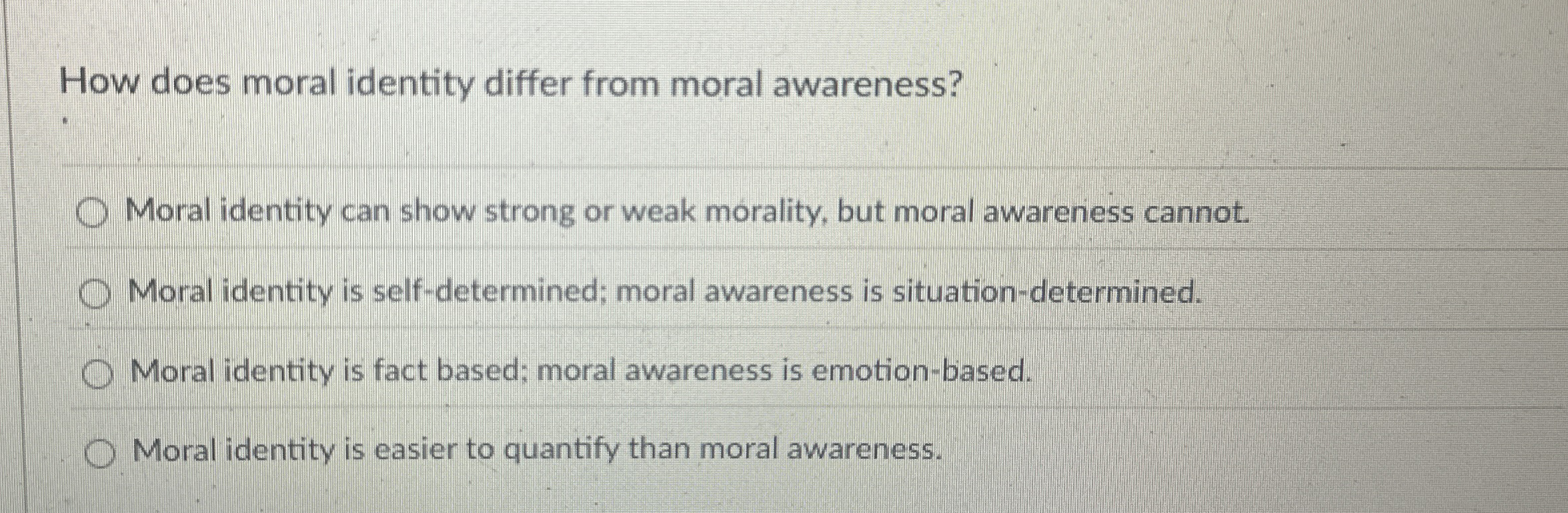 Solved How does moral identity differ from moral | Chegg.com