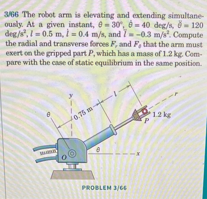 Solved 3/66 The robot arm is elevating and extending | Chegg.com