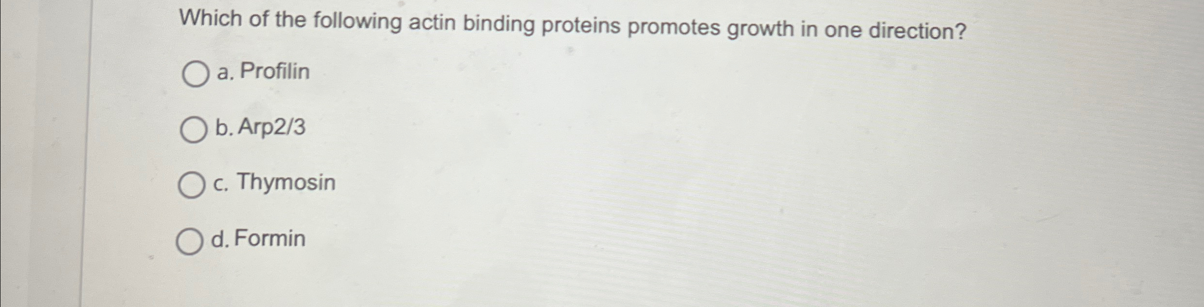 Solved Which of the following actin binding proteins | Chegg.com