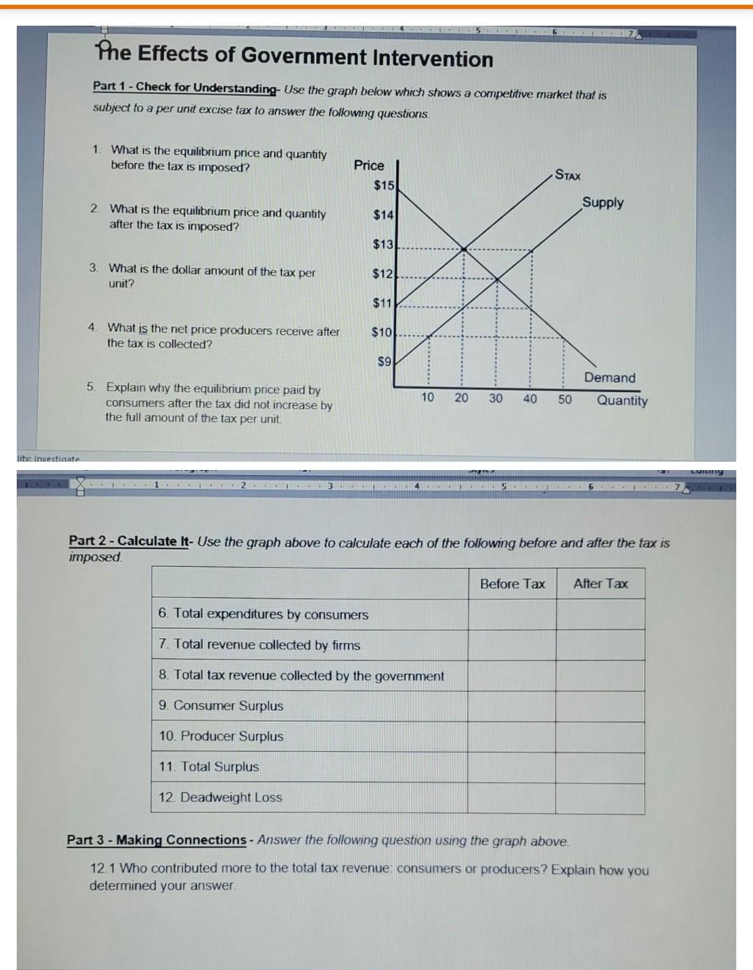 Solved The Effects of Government Intervention Part 1 - Check | Chegg.com
