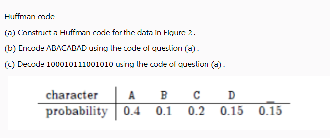 Solved Huffman code, please don't use ai, ﻿will downvote.(a) | Chegg.com