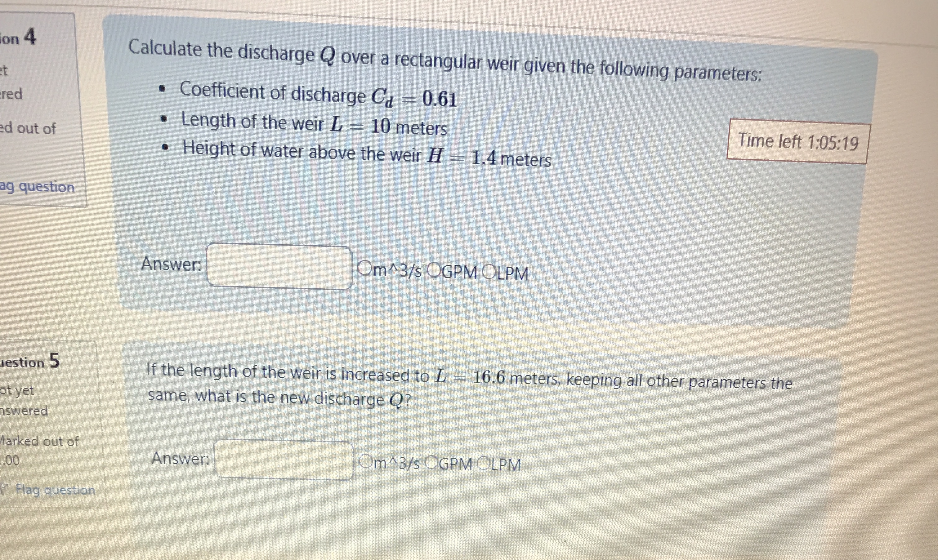 Solved on 4Calculate the discharge Q ﻿over a rectangular | Chegg.com