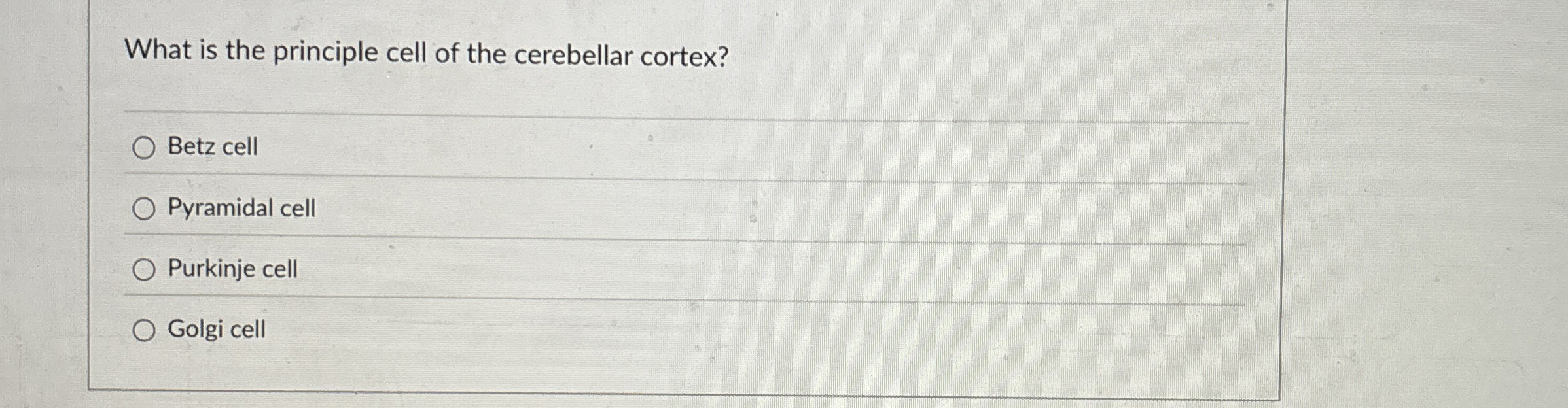 Solved What is the principle cell of the cerebellar | Chegg.com