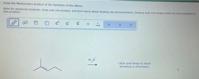 Solved Draw the Markovnikov product of the hydration of this | Chegg.com