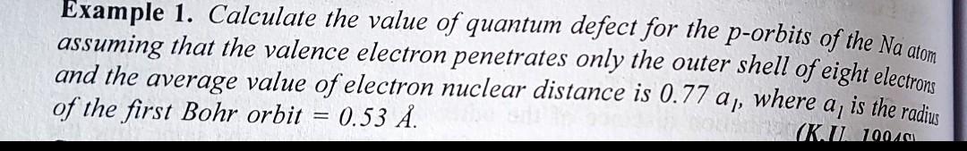 Solved Example 1. Calculate the value of quantum defect for | Chegg.com