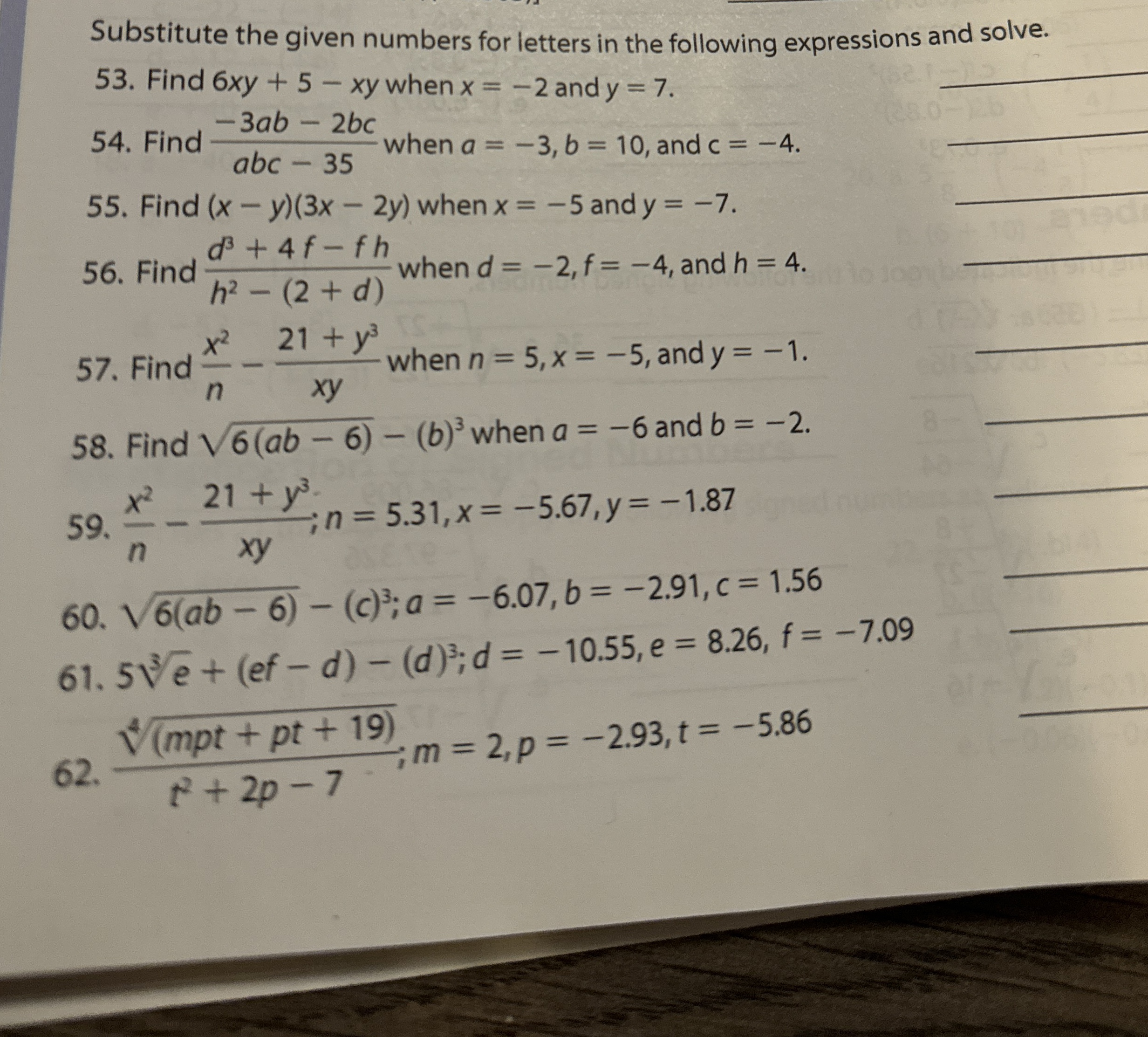 Solved by an EXPERT Substitute the given numbers for letters in the | Chegg.com
