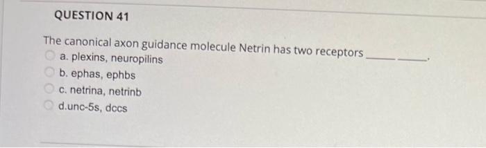 Solved The canonical axon guidance molecule Netrin has two | Chegg.com