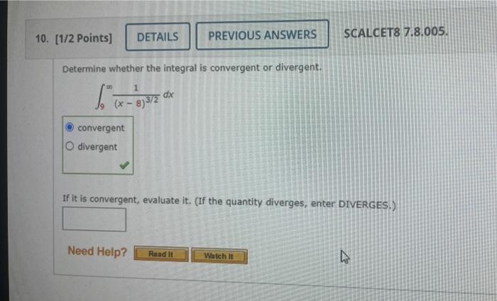 Solved DETAILS 10. [1/2 Points] PREVIOUS ANSWERS SCALCET8 | Chegg.com