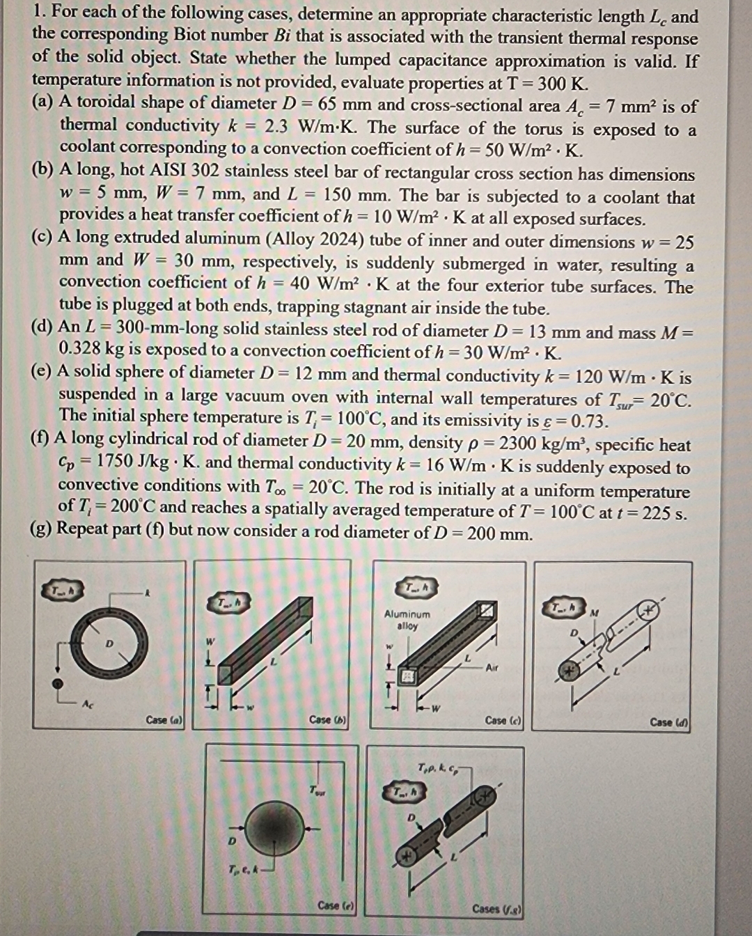 Solved For each of the following cases, determine an | Chegg.com