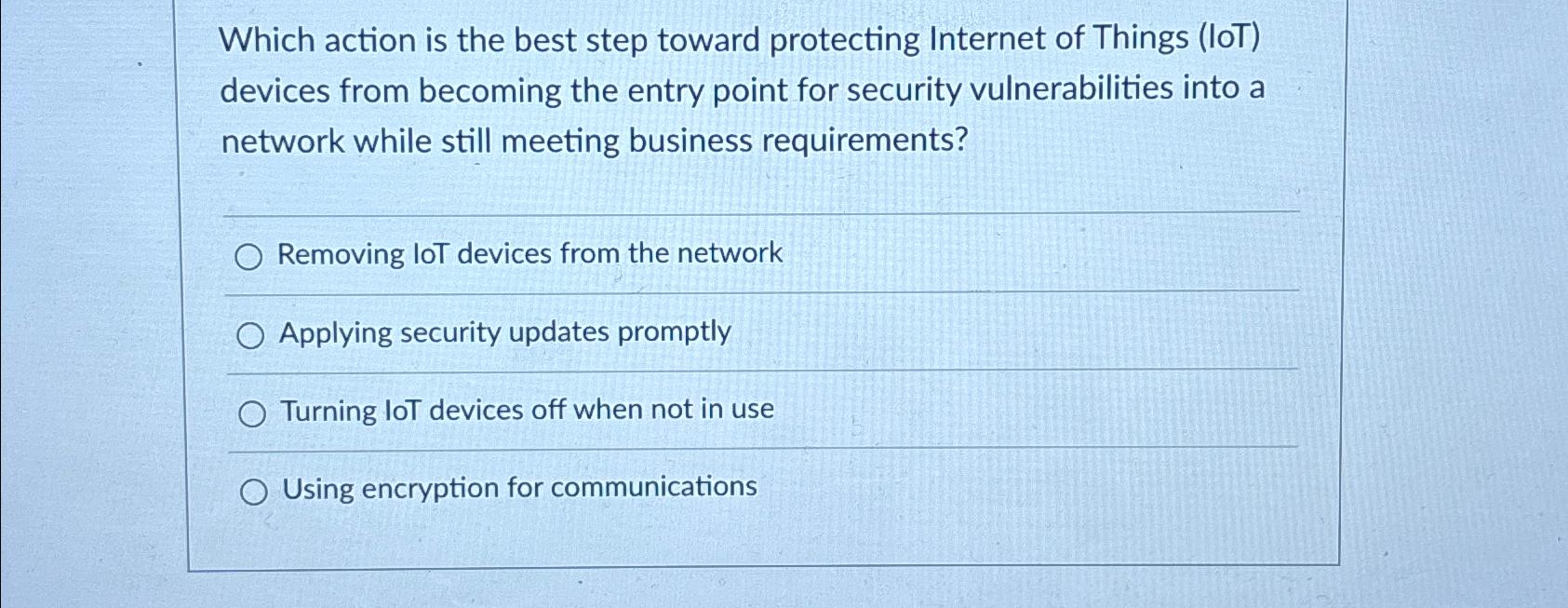 Solved Which action is the best step toward protecting | Chegg.com