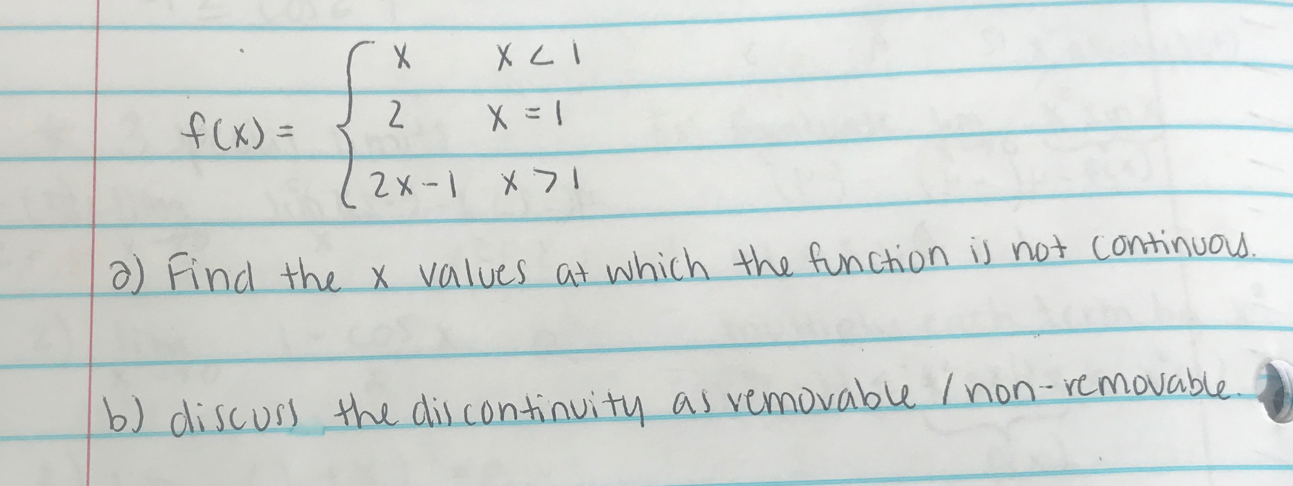 Solved f(x)={x,x 1a) ﻿Find the x ﻿values at | Chegg.com