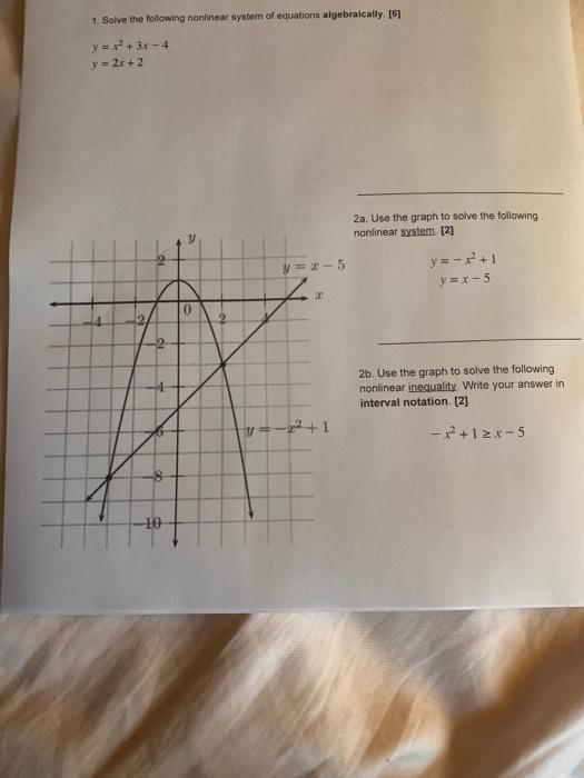 Solved 1 Solve the following nonlinear system of equations | Chegg.com