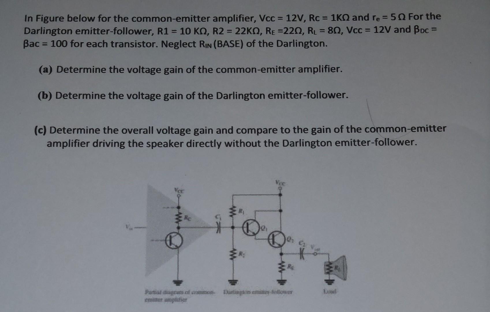Solved In Figure below for the common-emitter amplifier, | Chegg.com