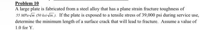 Solved A large plate is fabricated from a steel alloy that | Chegg.com