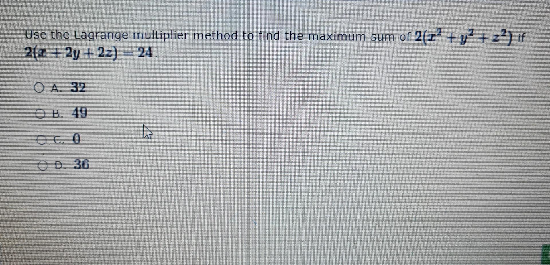 Solved Use the Lagrange multiplier method to find the | Chegg.com