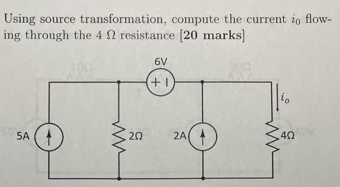 Solved Using source transformation, compute the current i0 | Chegg.com