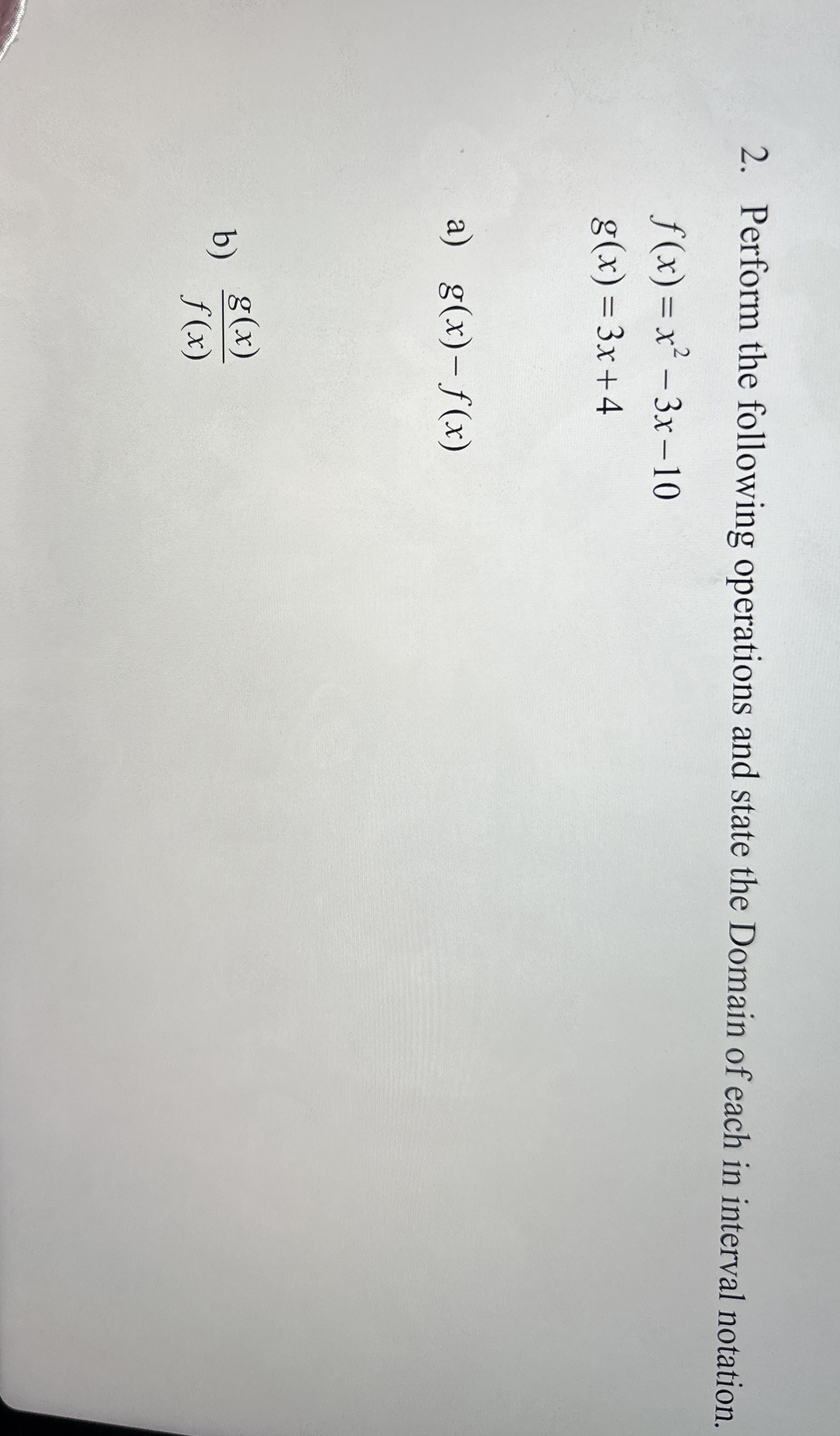 Solved Perform the following operations and state the Domain | Chegg.com