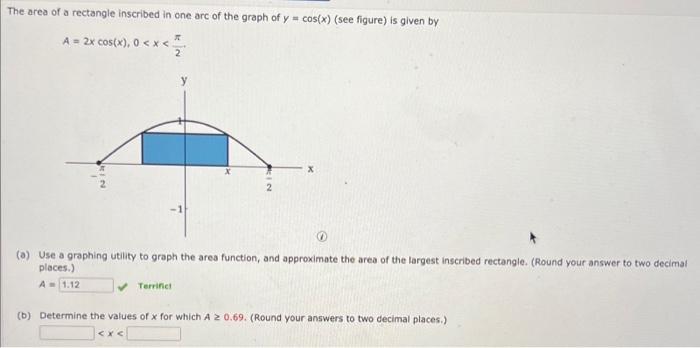 Solved The area of a rectangle inscribed in one arc of the | Chegg.com