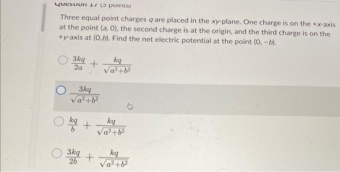 Solved Three equal point charges q are placed in the | Chegg.com