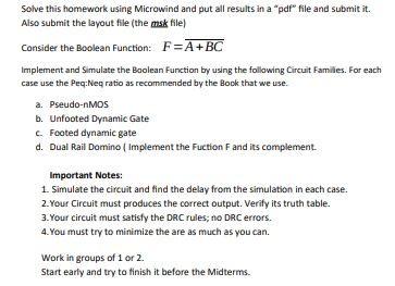 Solved Solve this homework using Microwind and put all | Chegg.com