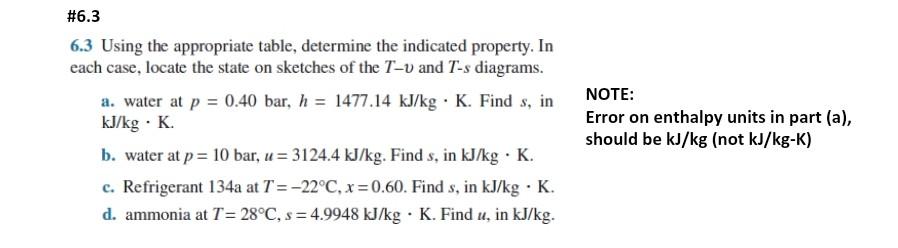Solved 6.3 Using the appropriate table, determine the | Chegg.com
