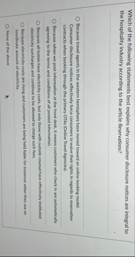 Solved Which of the following statements best explains why | Chegg.com