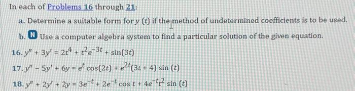 Solved In each of Problems 16 through 21 : a. Determine a | Chegg.com