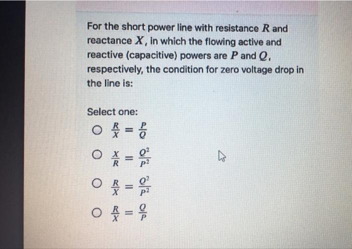 Solved For the short power line with resistance R and | Chegg.com