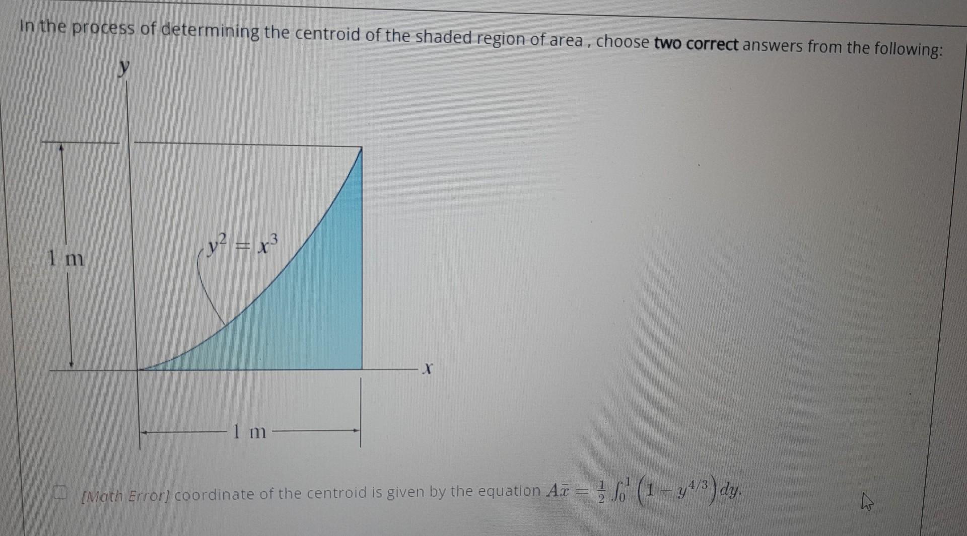 Solved In the process of determining the centroid of the | Chegg.com