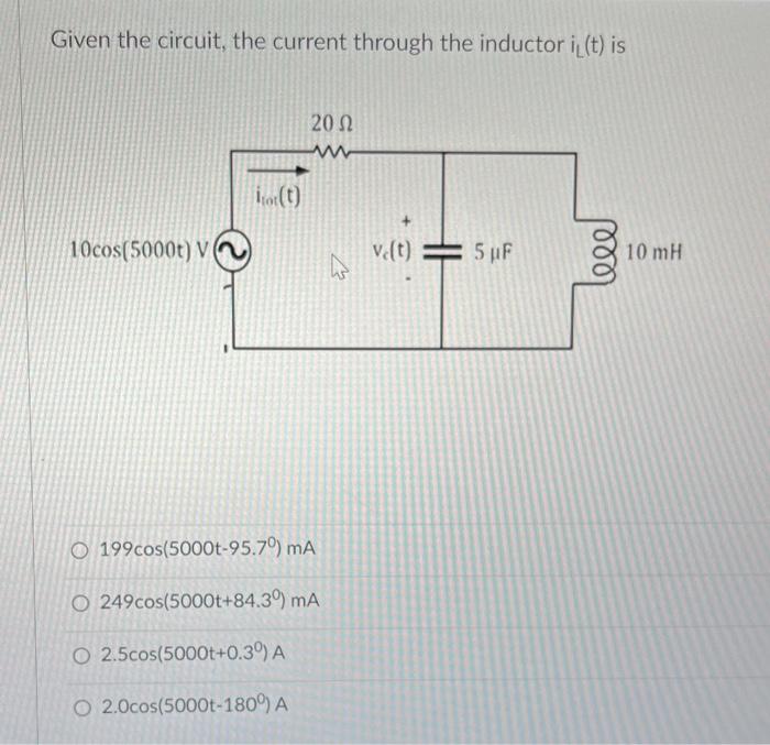 Solved Given the circuit, the current through the inductor | Chegg.com
