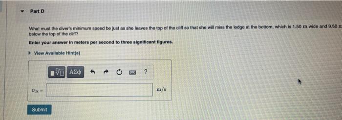 Learning Goal: A daring swimmer dives off a cliff | Chegg.com