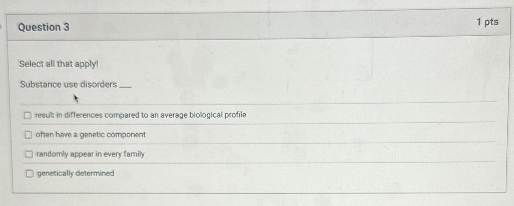 Solved Question 31 ﻿ptsSelect all that apply!Substance use | Chegg.com