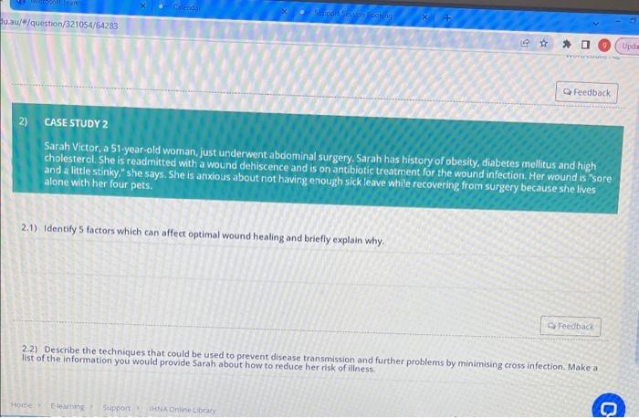 Solved 2) CASESTUDY 2 Sarah Victor, a 51 -year-old woman, | Chegg.com