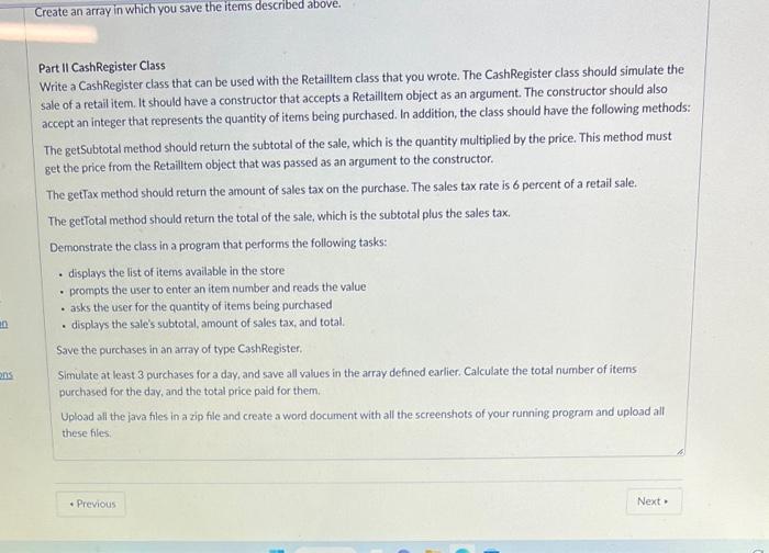 Solved Write a Java class named Retailtem that holds data | Chegg.com