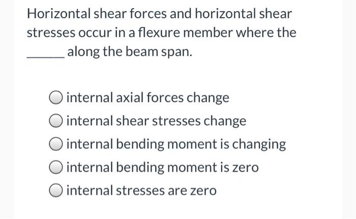 Solved Horizontal shear forces and horizontal shear stresses | Chegg.com