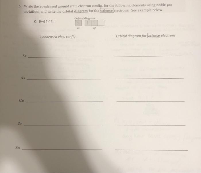 Solved 6 Write The Condensed Ground State Electron Config