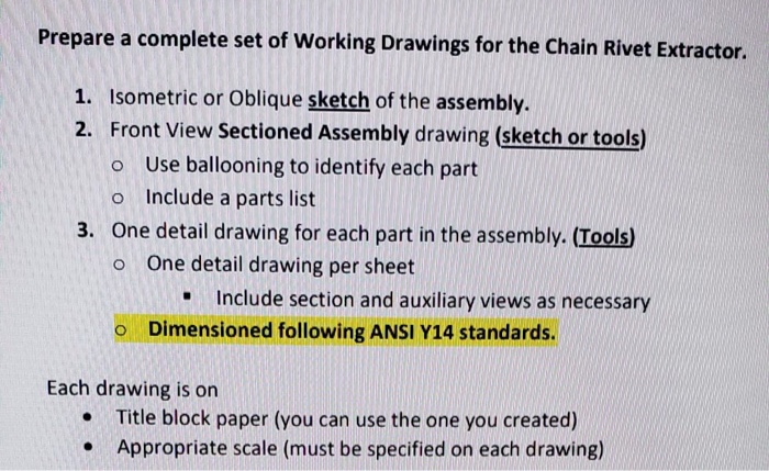 Solved Prepare a complete set of Working Drawings for the | Chegg.com
