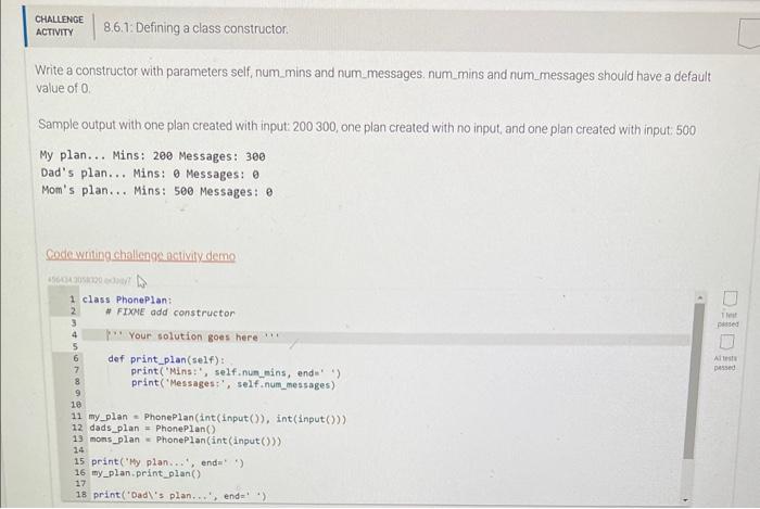 Solved Write a constructor with parameters self, num_mins | Chegg.com