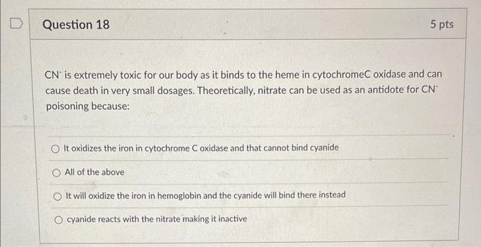 Solved CN−is extremely toxic for our body as it binds to the | Chegg.com