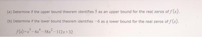 Solved (a) Determine if the upper bound theorem identifies 5 | Chegg.com