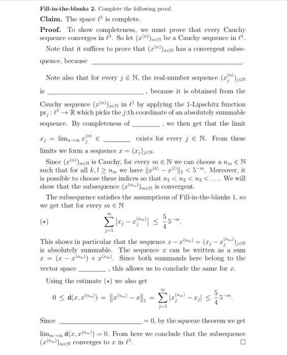 Solved a Denote by the space of absolutely summable | Chegg.com
