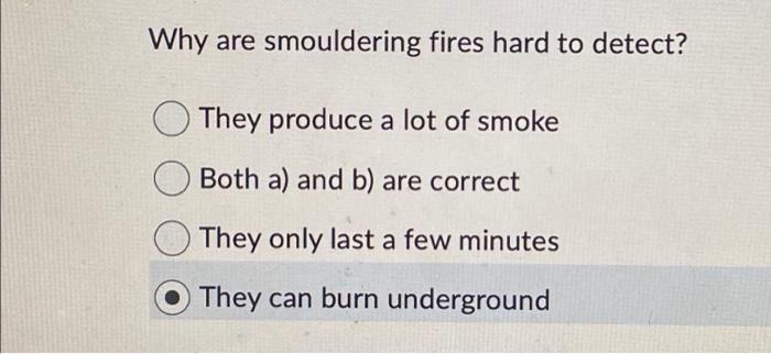 Solved Why are smouldering fires hard to detect? They | Chegg.com