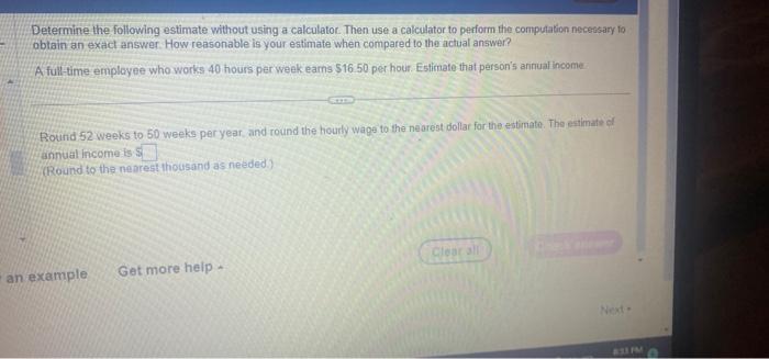 Solved Determine the following estimate without using a | Chegg.com