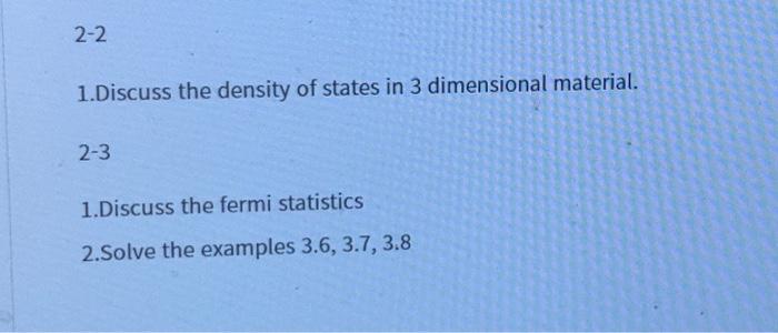 Solved 1.Discuss the density of states in 3 dimensional | Chegg.com