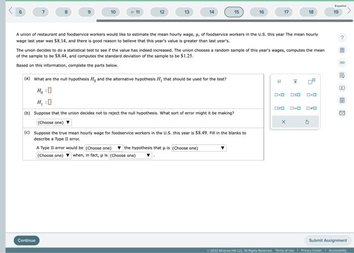 Solved #15b) type 1 or type 2c) a type 2 error would be | Chegg.com