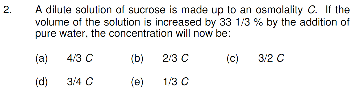 Solved A dilute solution of sucrose is made up to an | Chegg.com